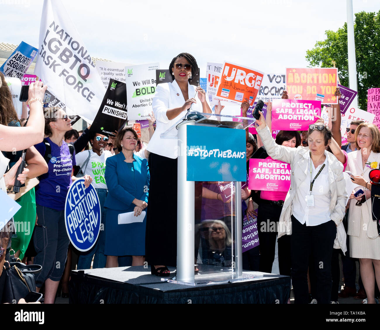 U.S. Representative Ayanna Pressley (D-MA) seen speaking during the ...