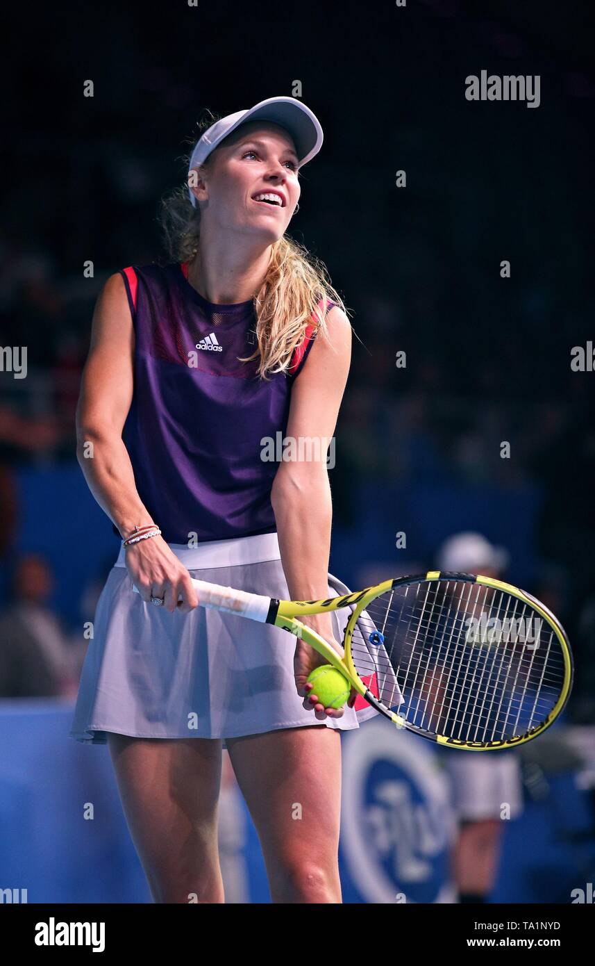 Caroline Wozniacki seen during a tennis match in honor of Agnieszka ...