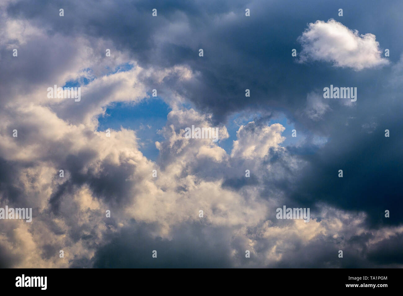 incoming shattered storm close-up clouds at march daylight in ...
