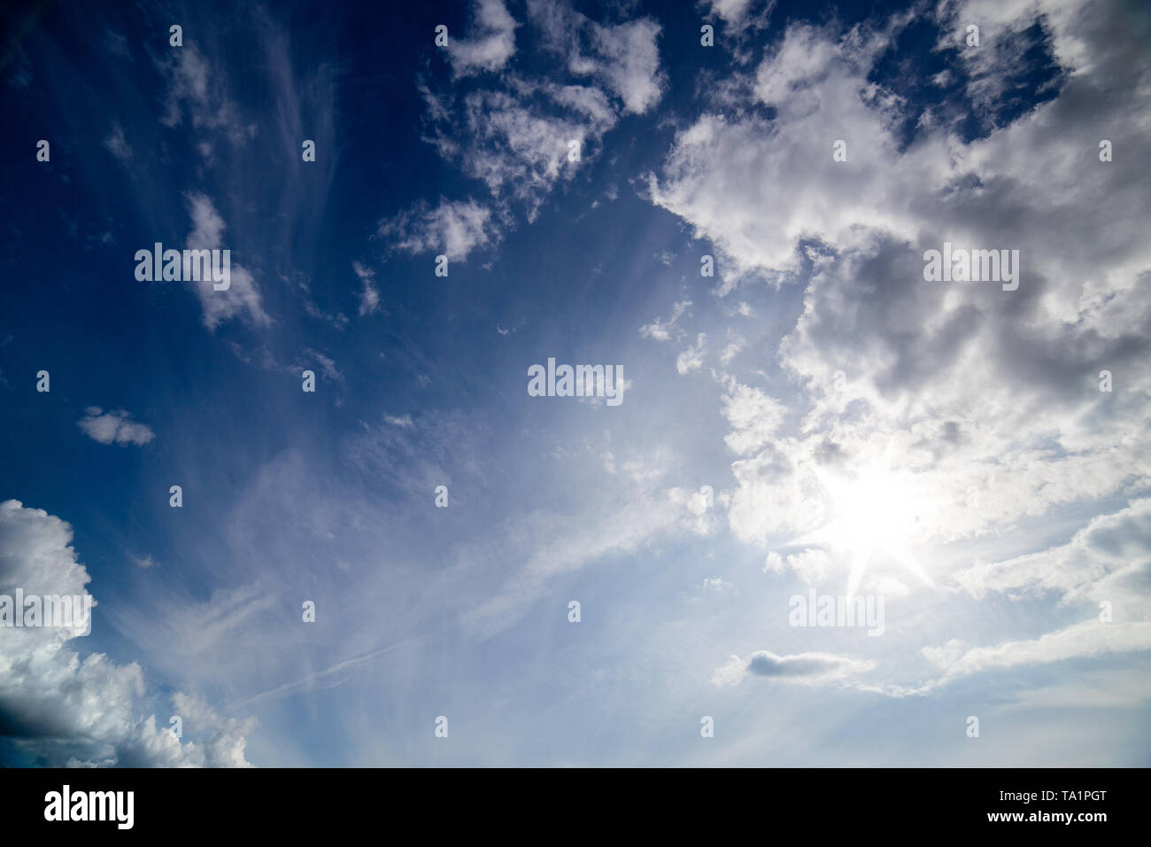 mixed zenith clouds at noon daylight wide angle shot Stock Photo - Alamy