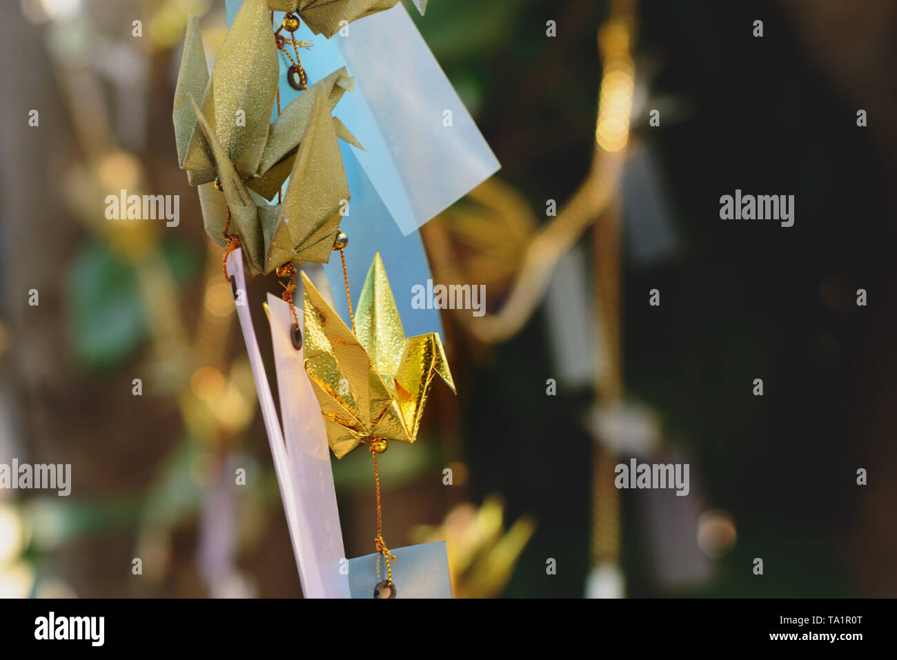 Gold paper cranes hi-res stock photography and images - Alamy