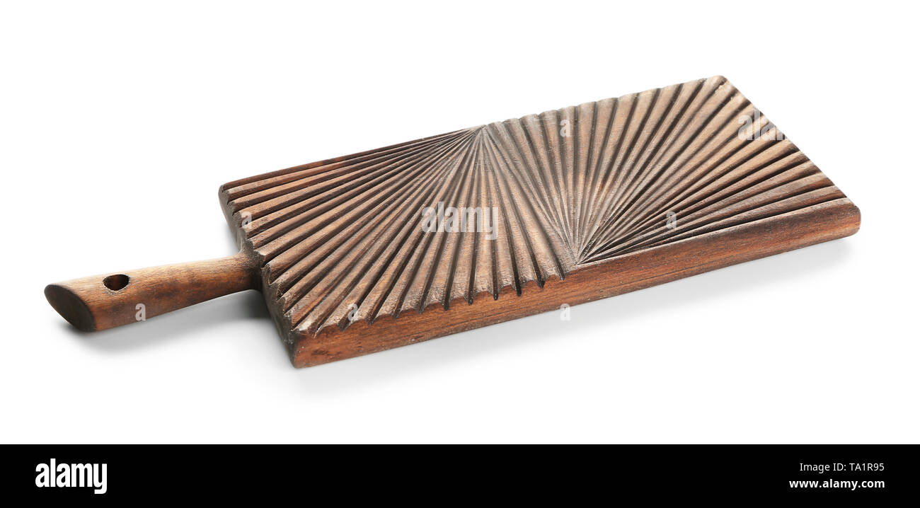 Wooden kitchen board on white background Stock Photo - Alamy