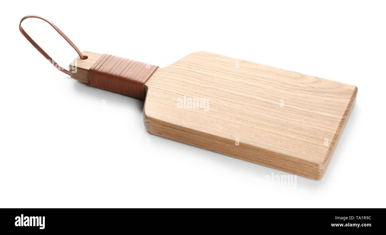 Wooden kitchen board on white background Stock Photo - Alamy