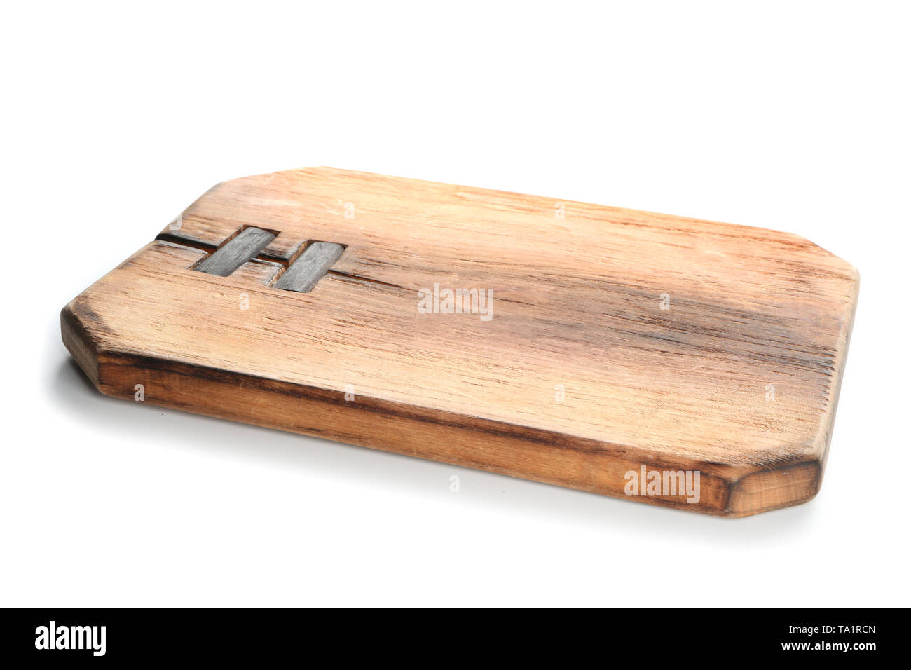 Wooden kitchen board on white background Stock Photo - Alamy