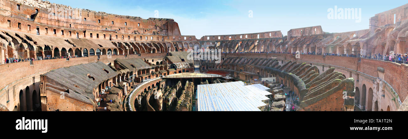The Colosseum interior as a panoramic, Rome Stock Photo - Alamy