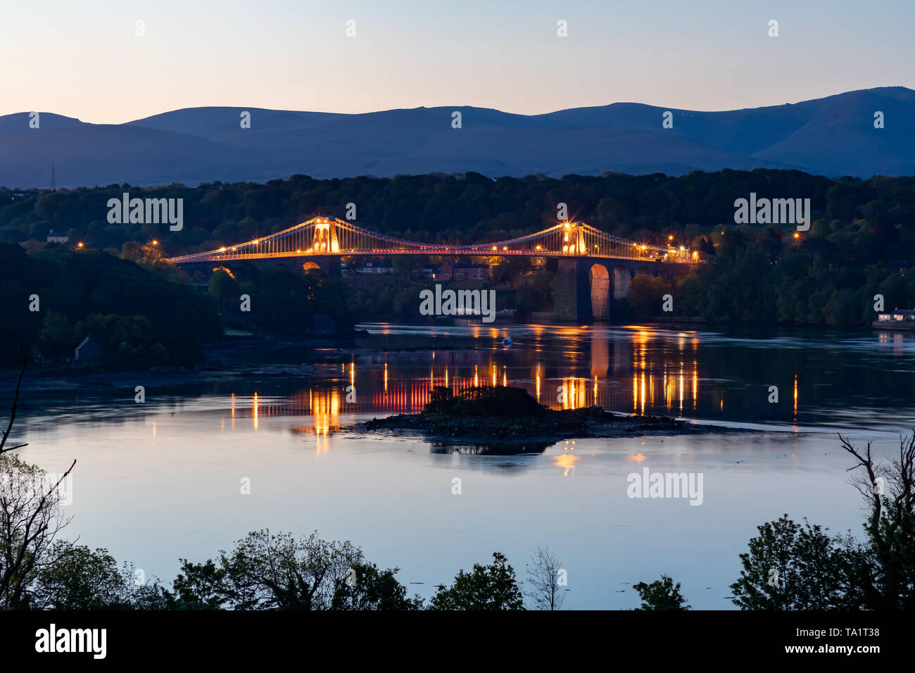Menai Bridge Anglesey Wales May 12, 2019 The Menai Bridge, just before ...