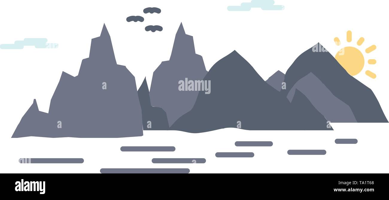 Mountain, hill, landscape, nature, cliff Flat Color Icon Vector Stock ...