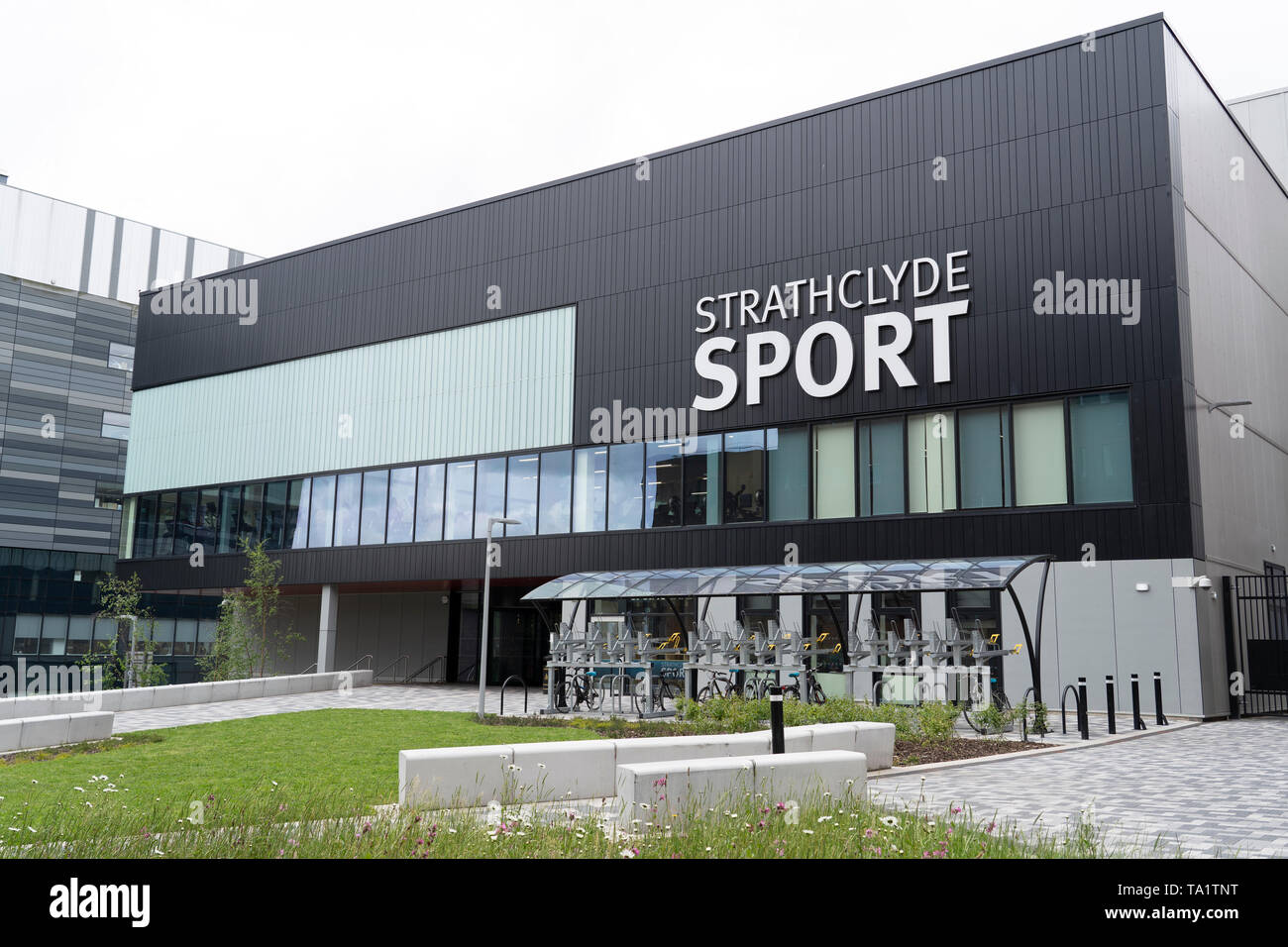 Exterior of modern sports building at the University of Strathclyde in ...