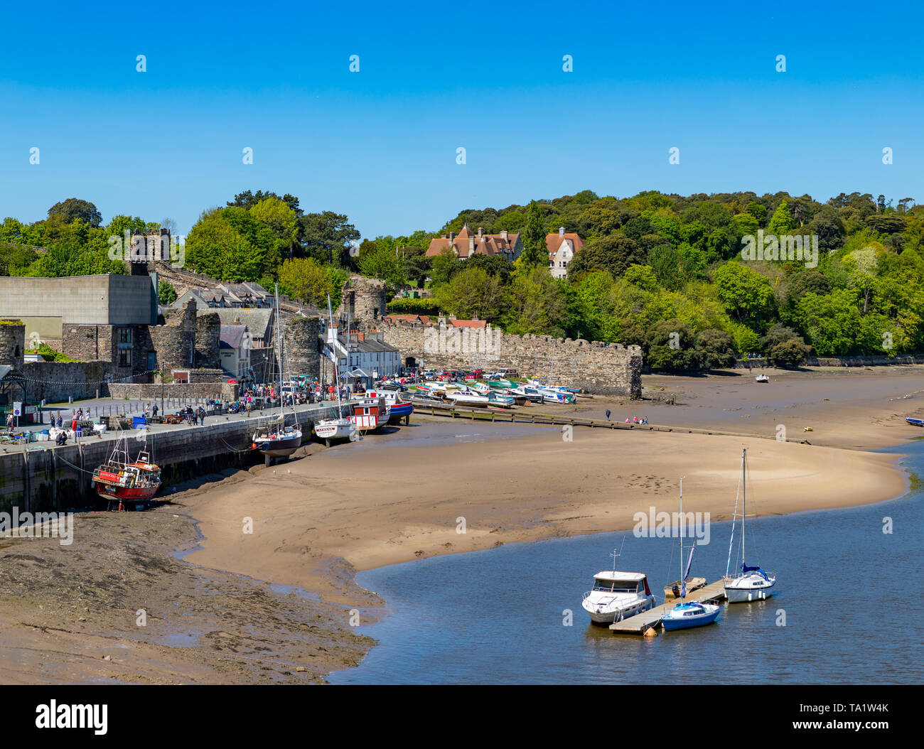 Conwy Wales The estuary of the river Conwy at Low tide May 12, 2019 ...