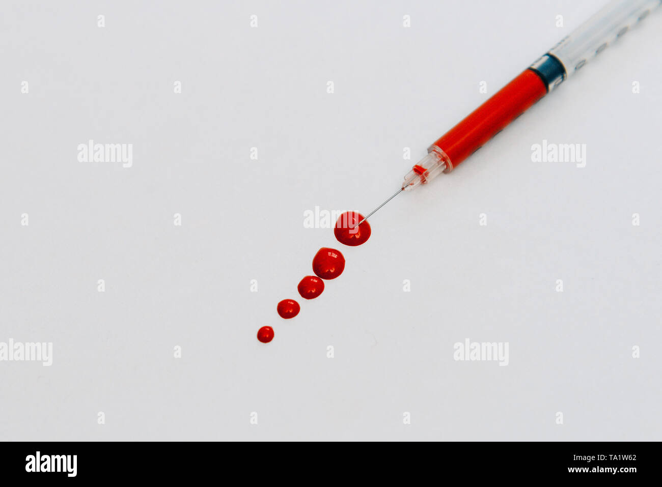 Treatment against addiction. Syringe with blood. Immunodeficiency ...