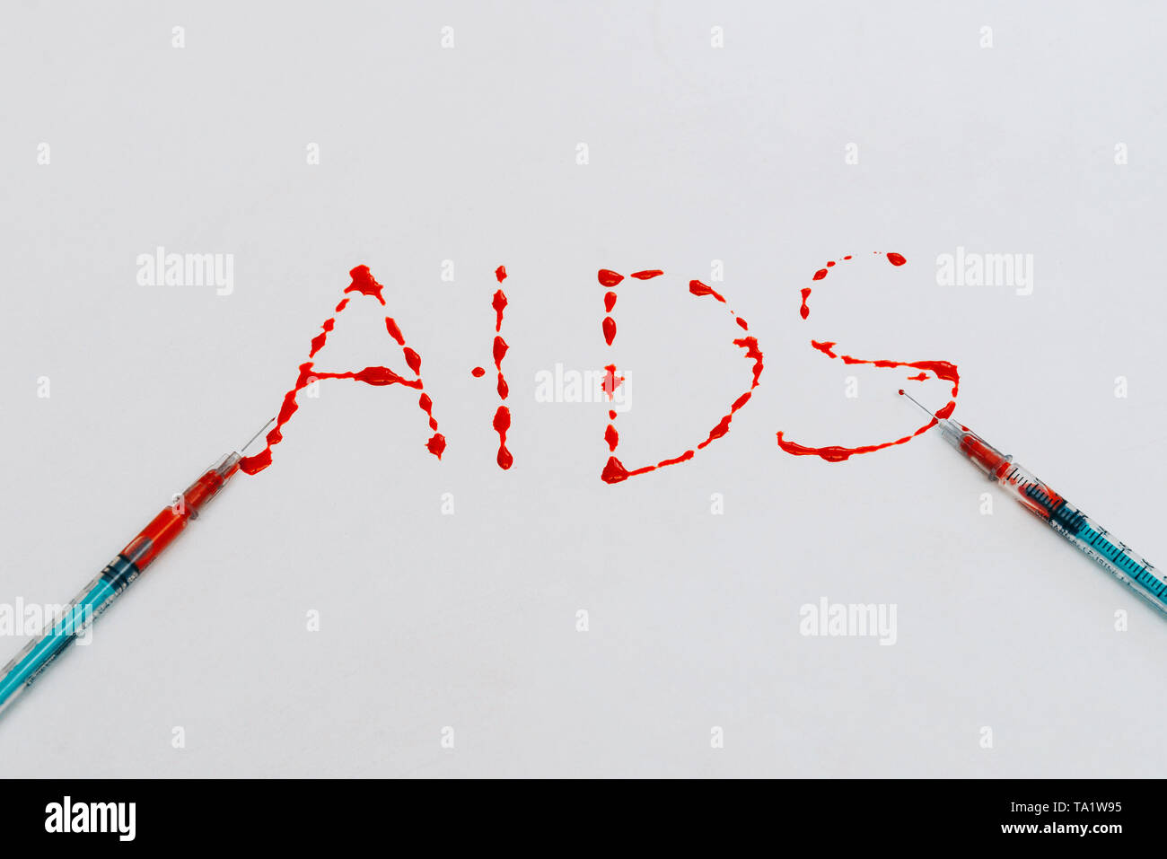 Treatment against addiction. Syringe with blood. Immunodeficiency ...