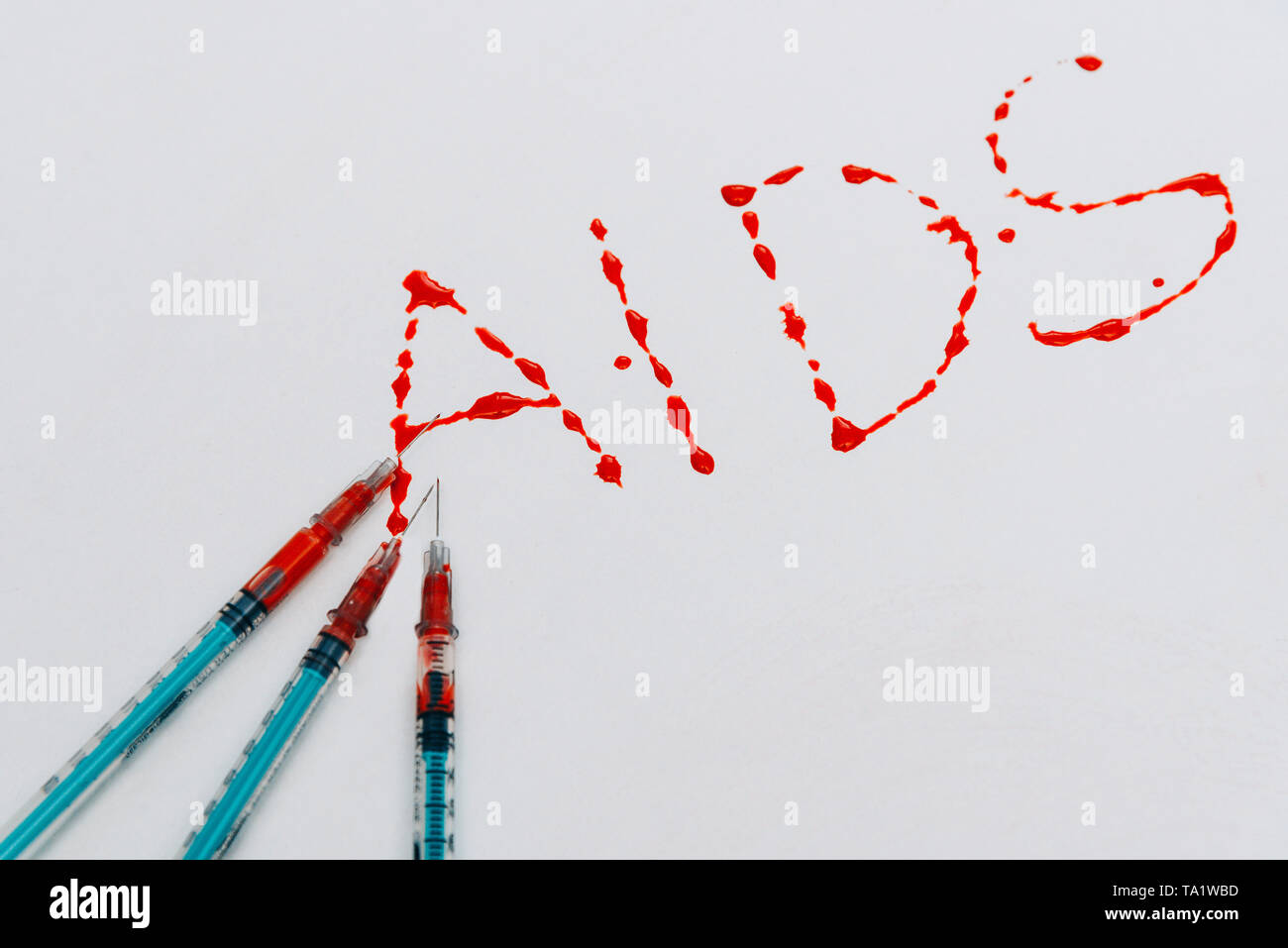 Treatment against addiction. Syringe with blood. Immunodeficiency ...