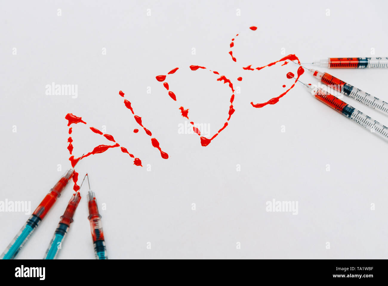 Treatment against addiction. Syringe with blood. Immunodeficiency ...