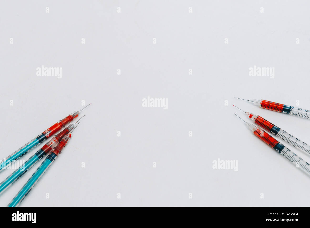 Treatment against addiction. Syringe with blood. Immunodeficiency ...