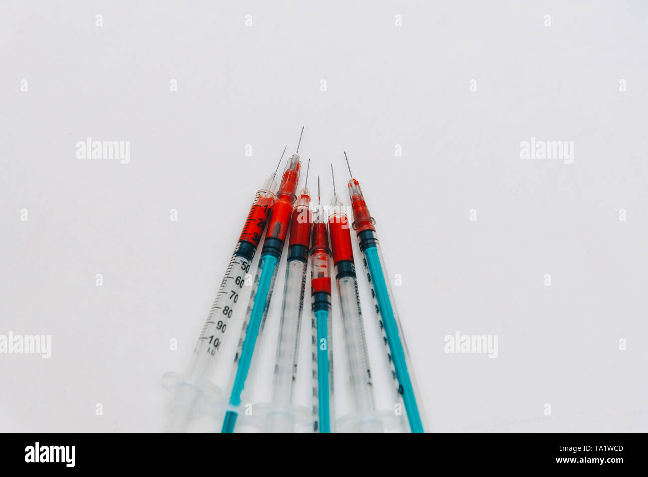 Treatment against addiction. Syringe with blood. Immunodeficiency ...