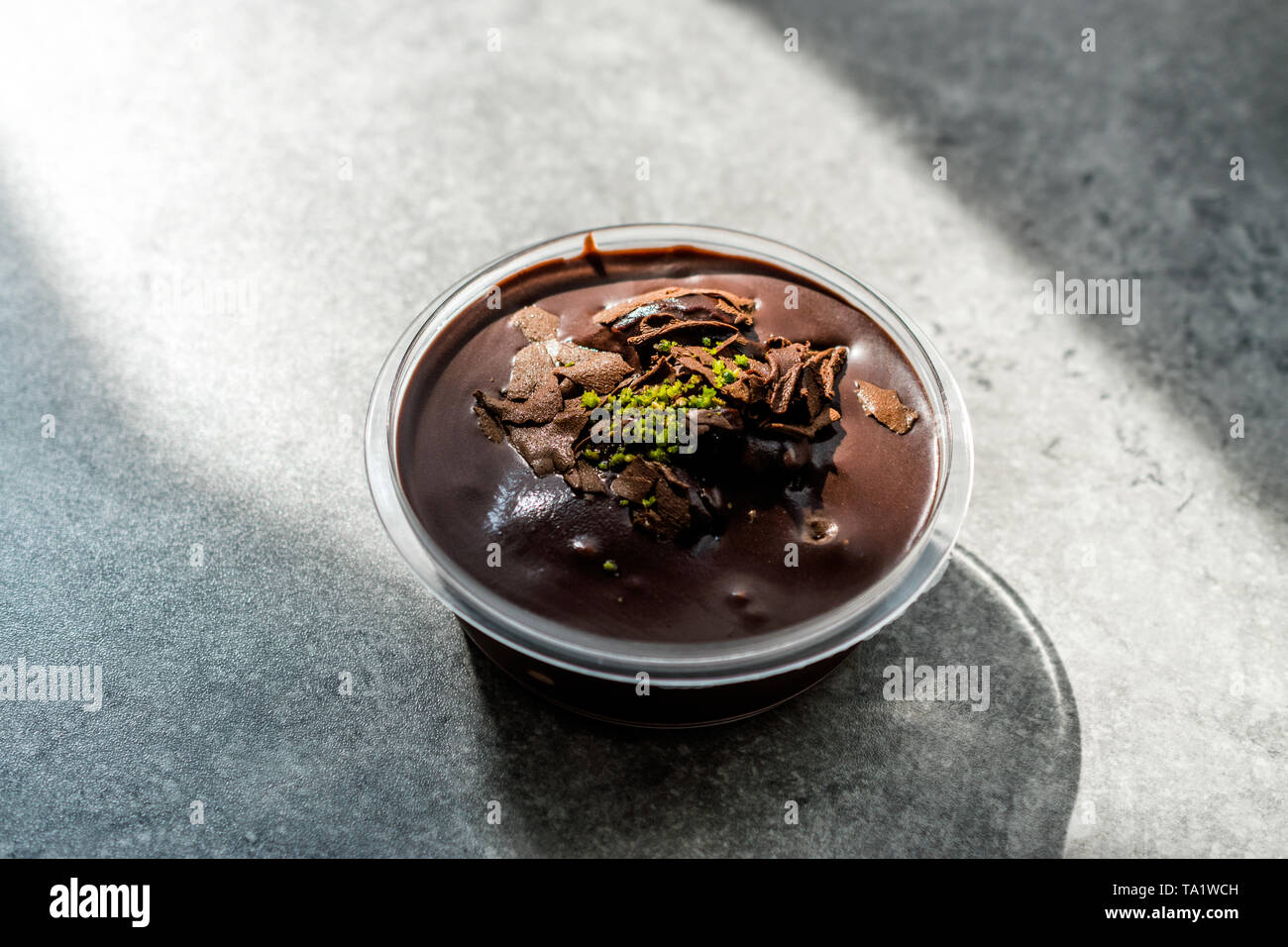 Profiteroles with Pistachio in Plastic Cup / Package. Traditional ...
