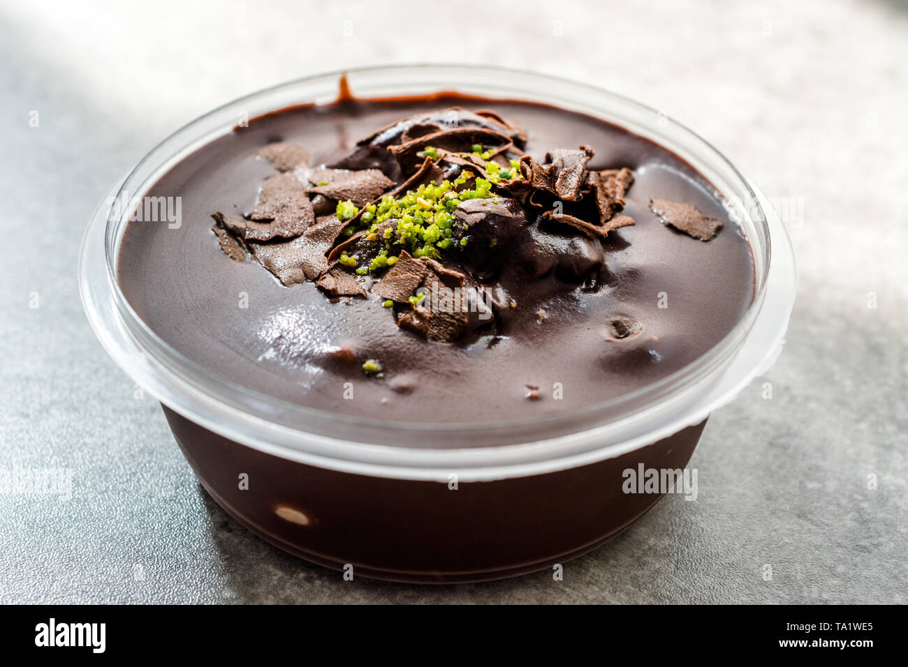 Profiteroles with Pistachio in Plastic Cup / Package. Traditional ...