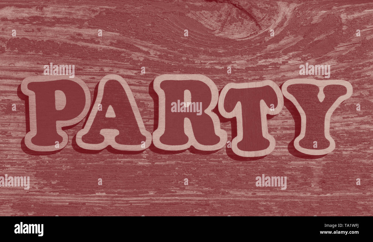 word party made of wooden letters on wooden board Stock Photo - Alamy
