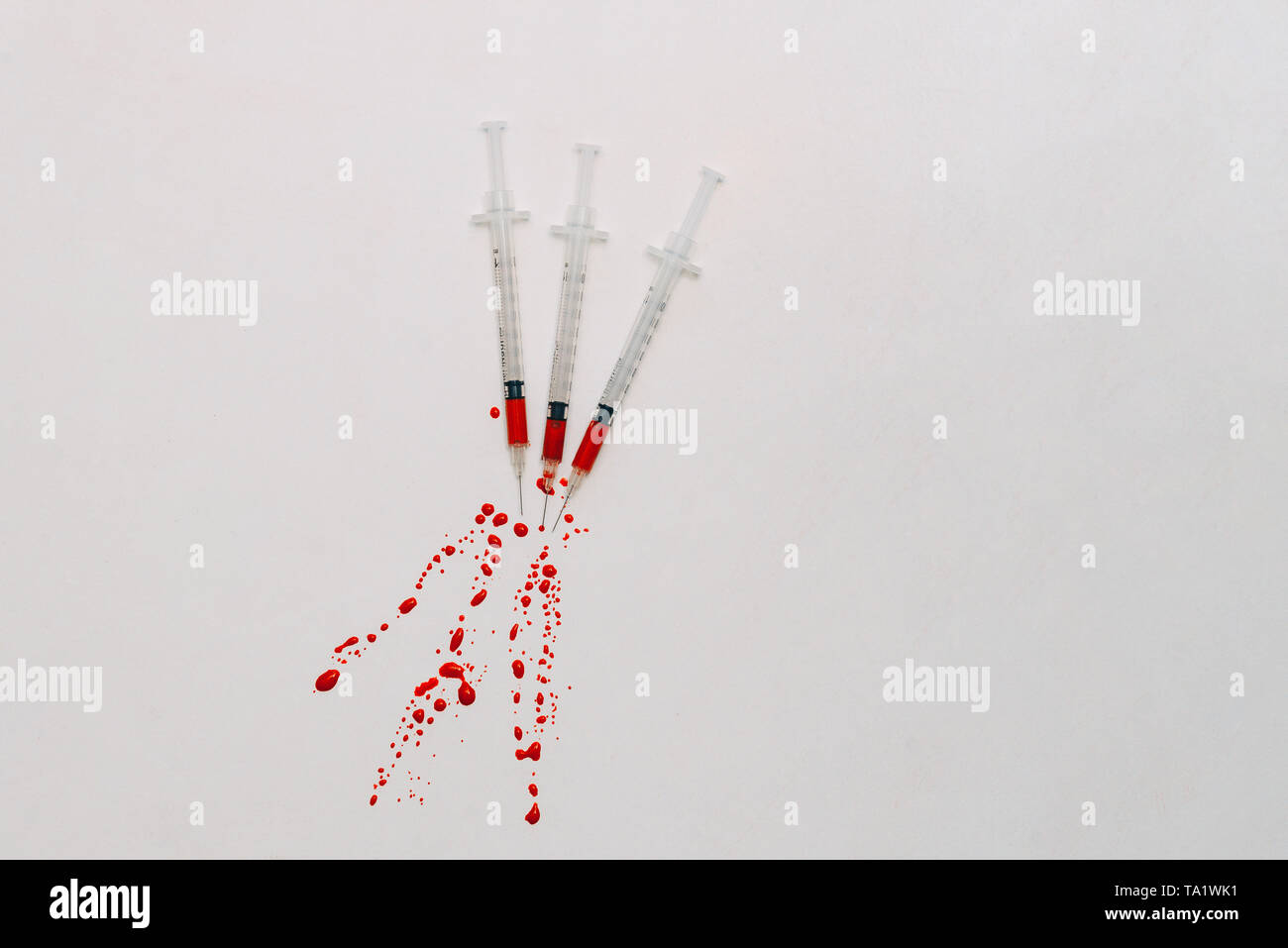 Treatment against addiction. Syringe with blood. Immunodeficiency ...