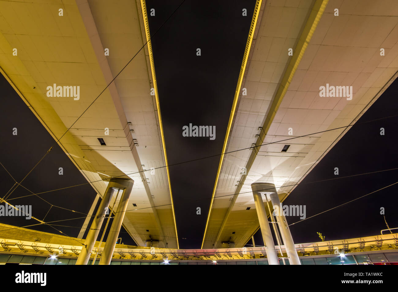 High street seen from below at night Stock Photo - Alamy