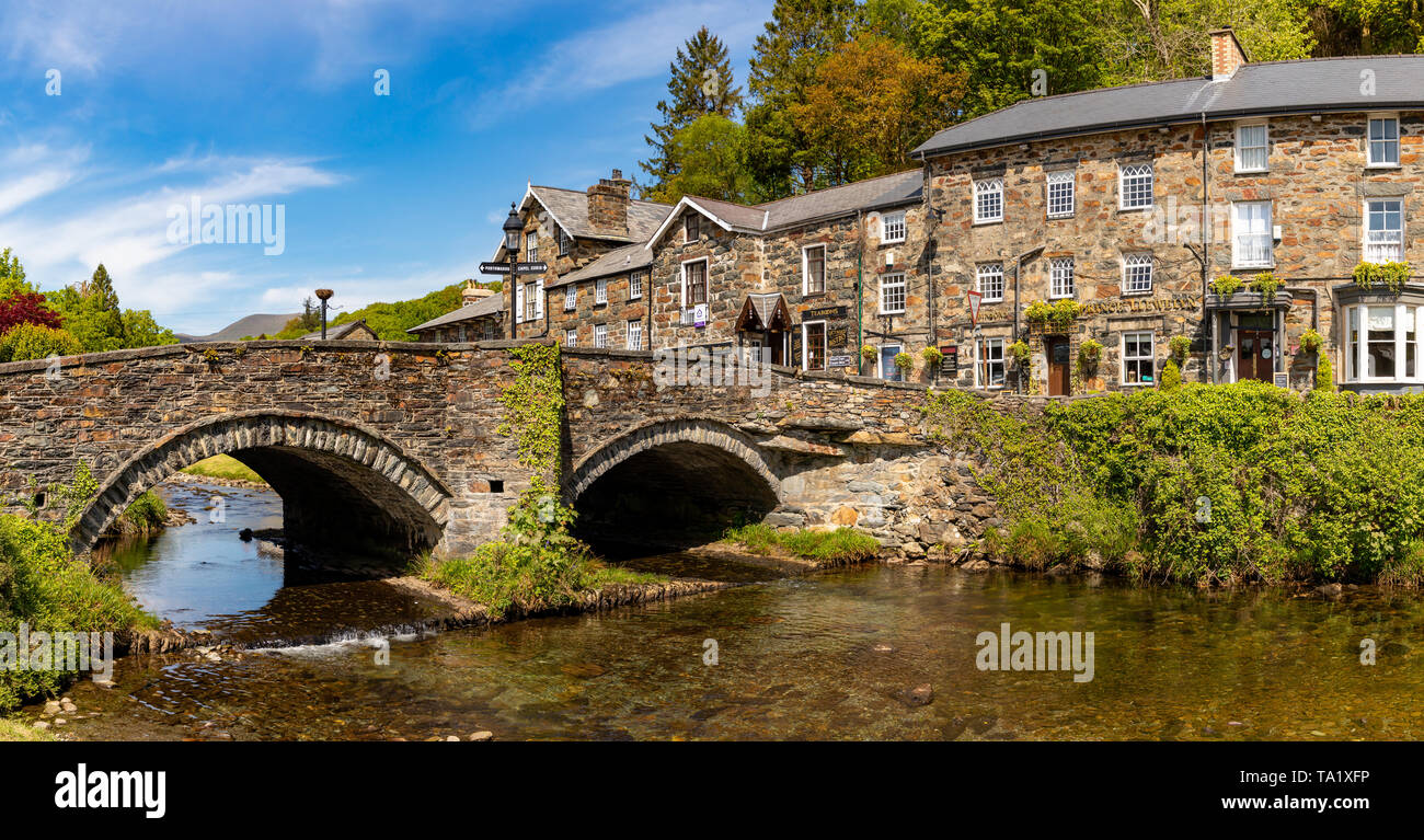 Beddgelert Gwnedd Wales May 13, 2019 Attractive stone buildings beside ...