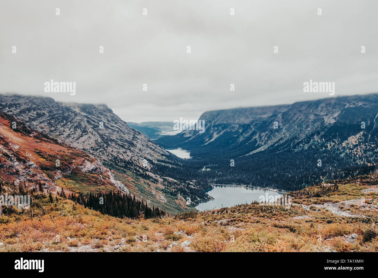 A view of Swiftcurrent Lake, Lake Josephine and Grinnell Lake from the ...