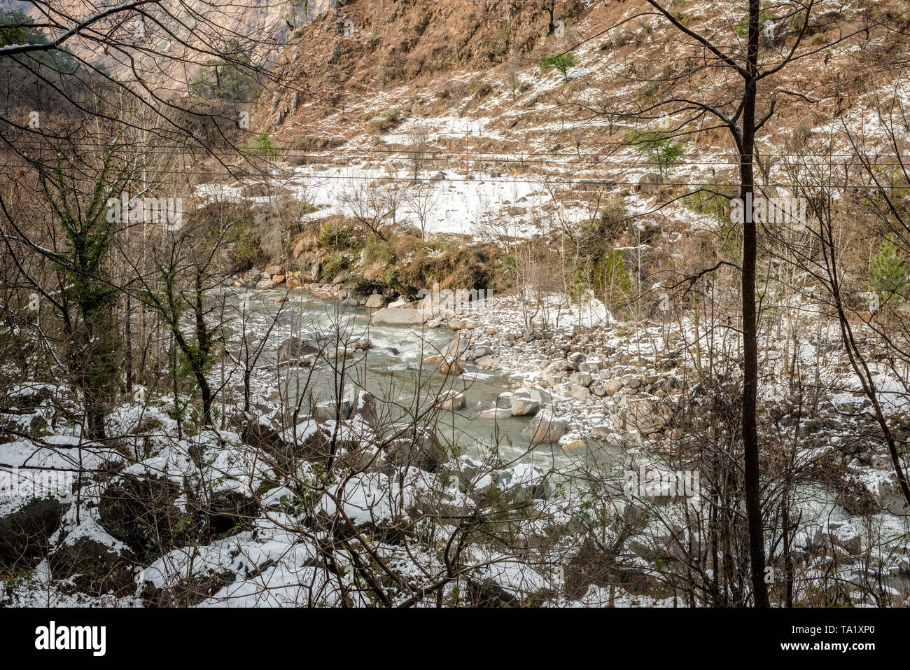 Snow covered Landscape in himalayas - India Stock Photo - Alamy