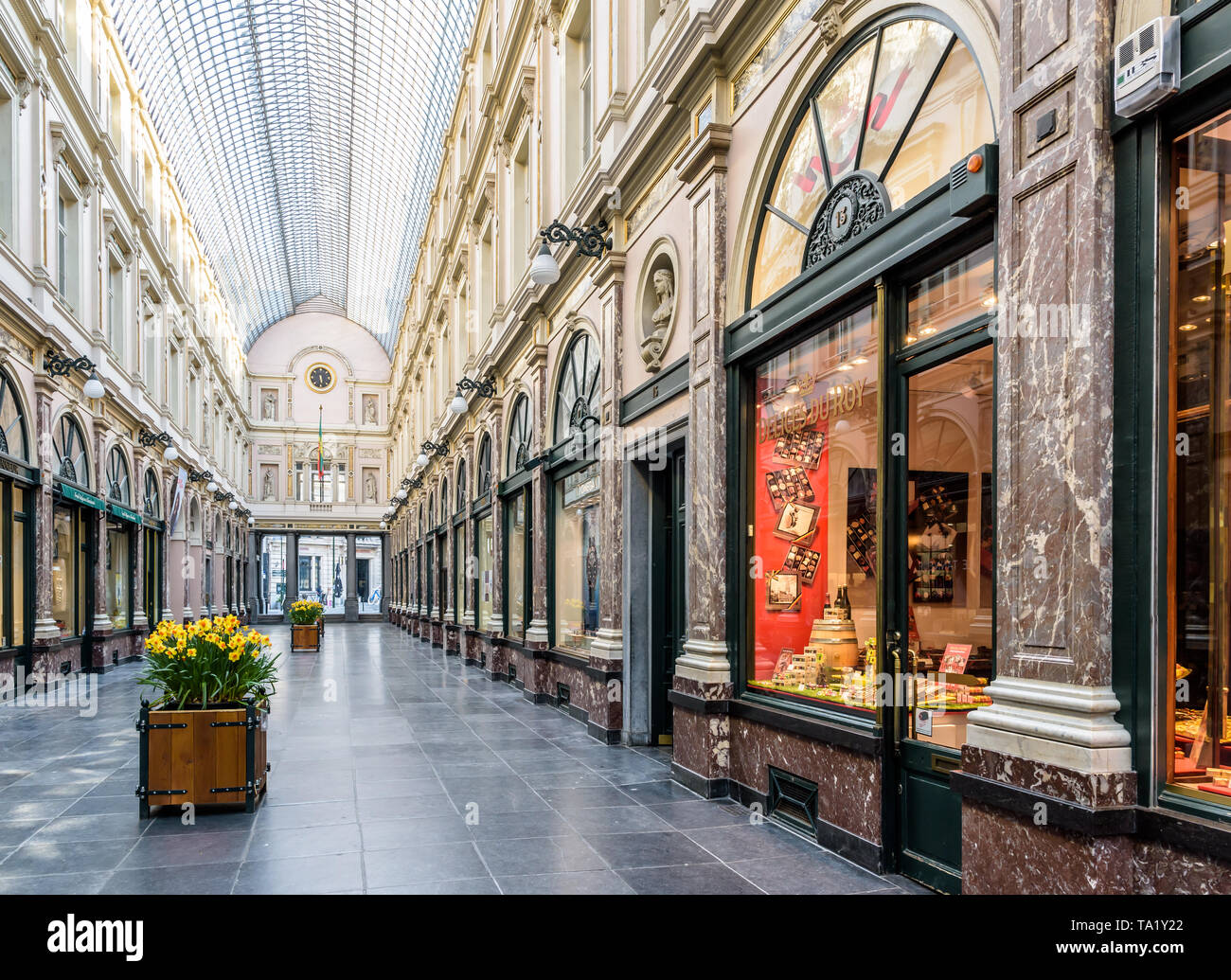 Brussels, Belgium - April 21, 2019: The Queen's gallery occupy the ...