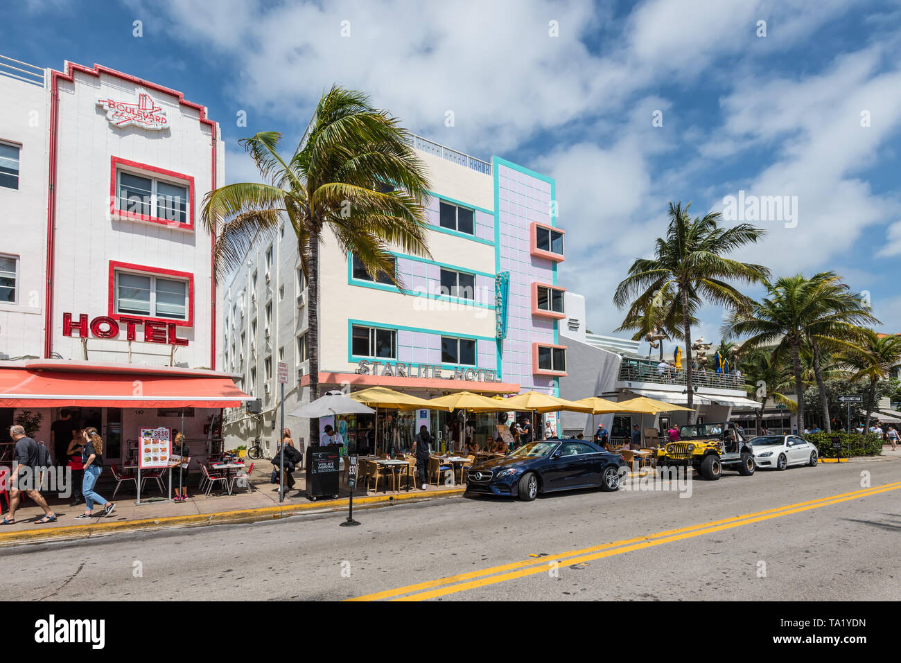 Miami, FL, USA - April 19, 2019: Starlite Hotel at the historical Art ...