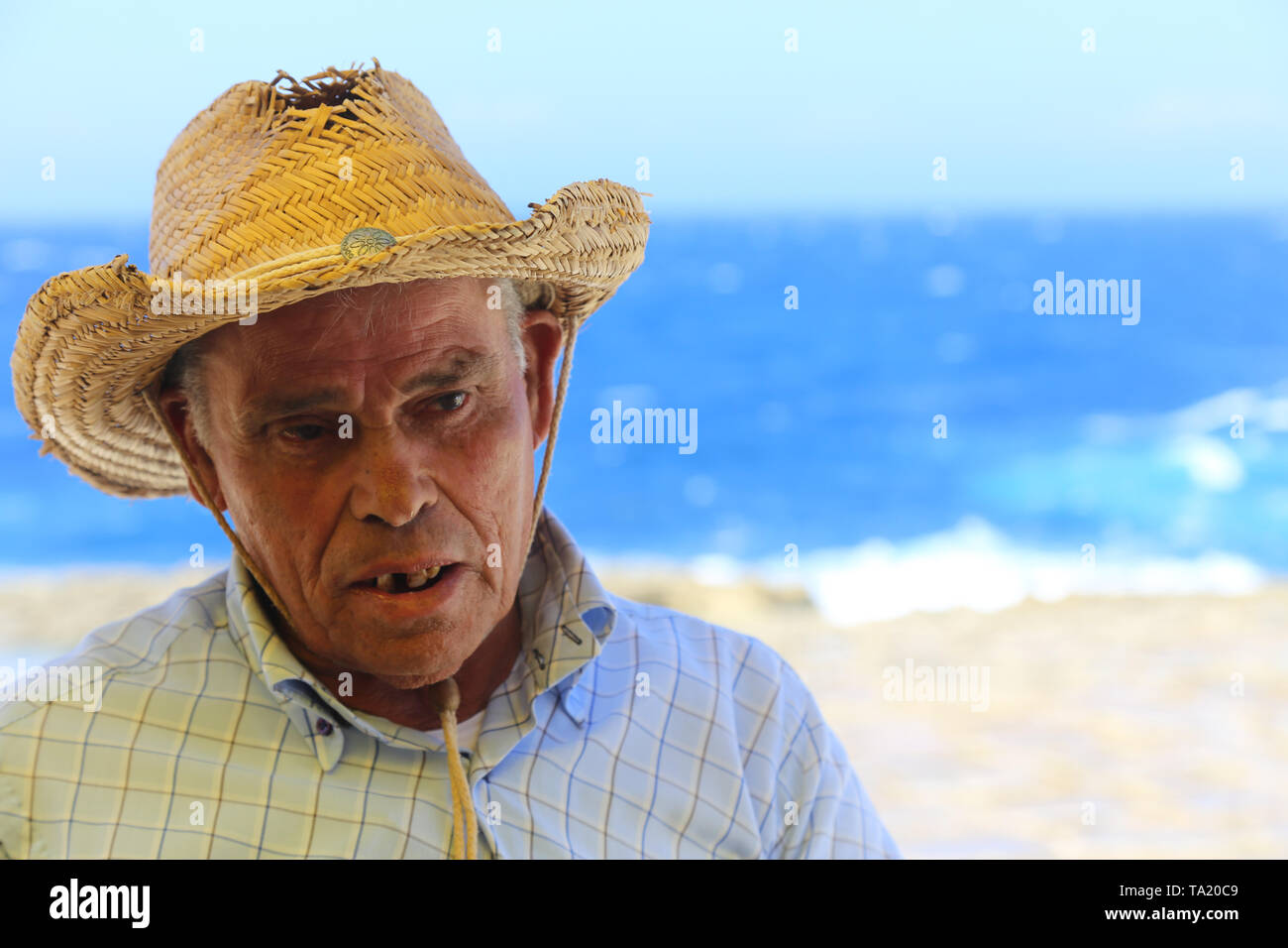 Portrait of man working in the saltern in Gozo. Malta Stock Photo - Alamy