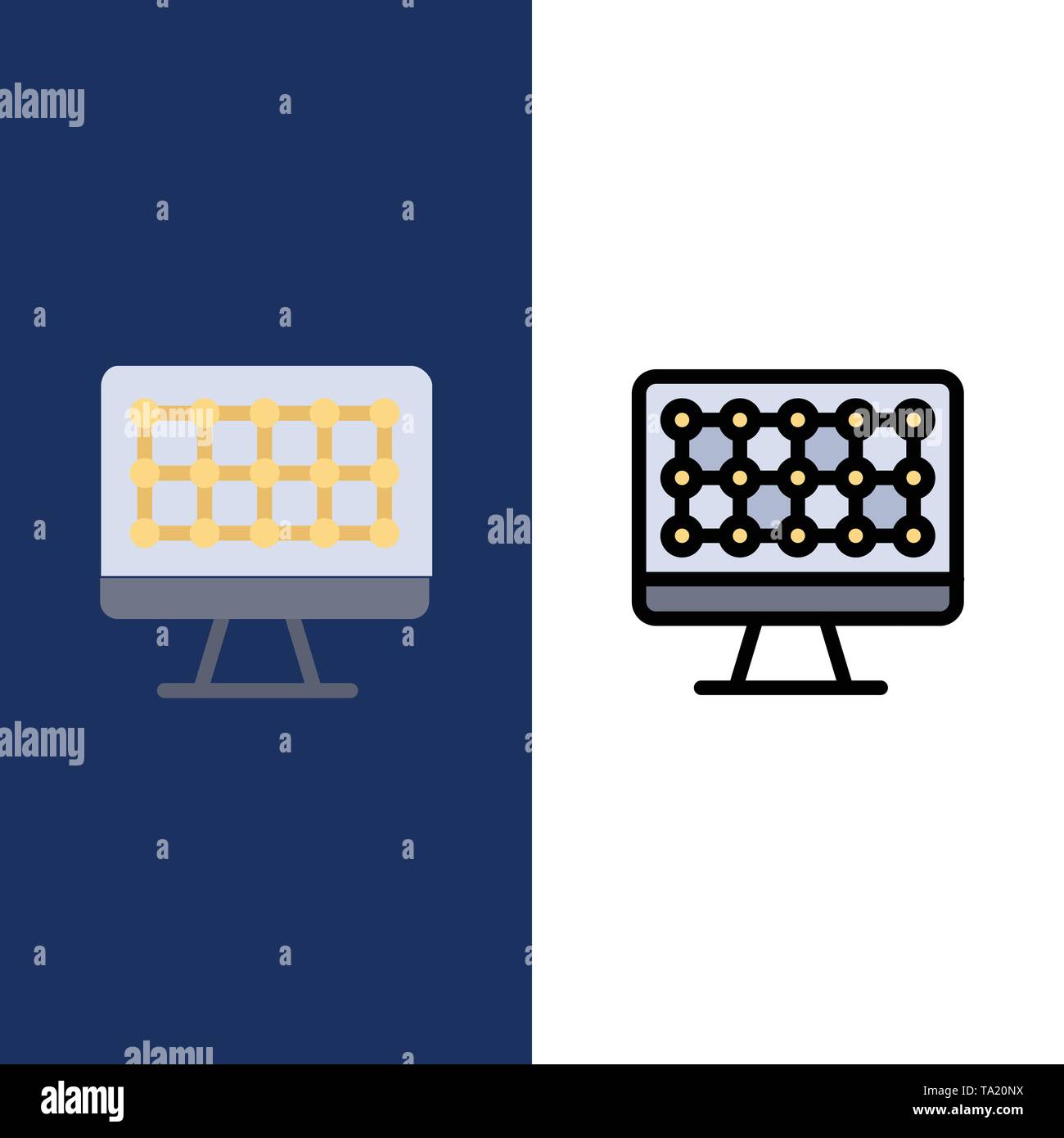 Computer, Technology, Hardware Icons. Flat and Line Filled Icon Set ...