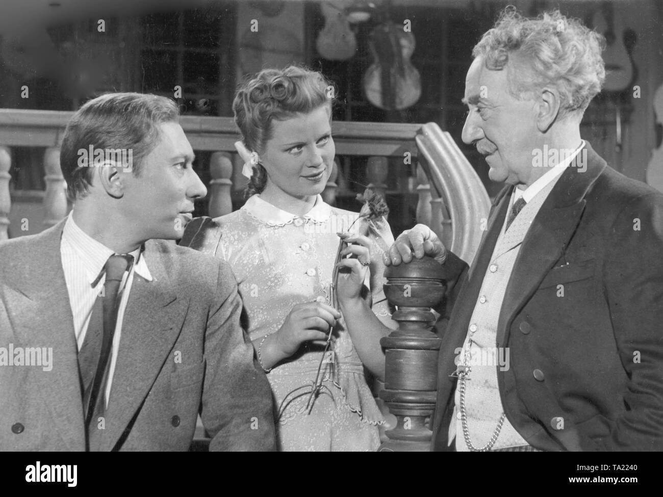 Film scene from Veit Harlan's Immensee with he actor Carl Raddatz (on ...