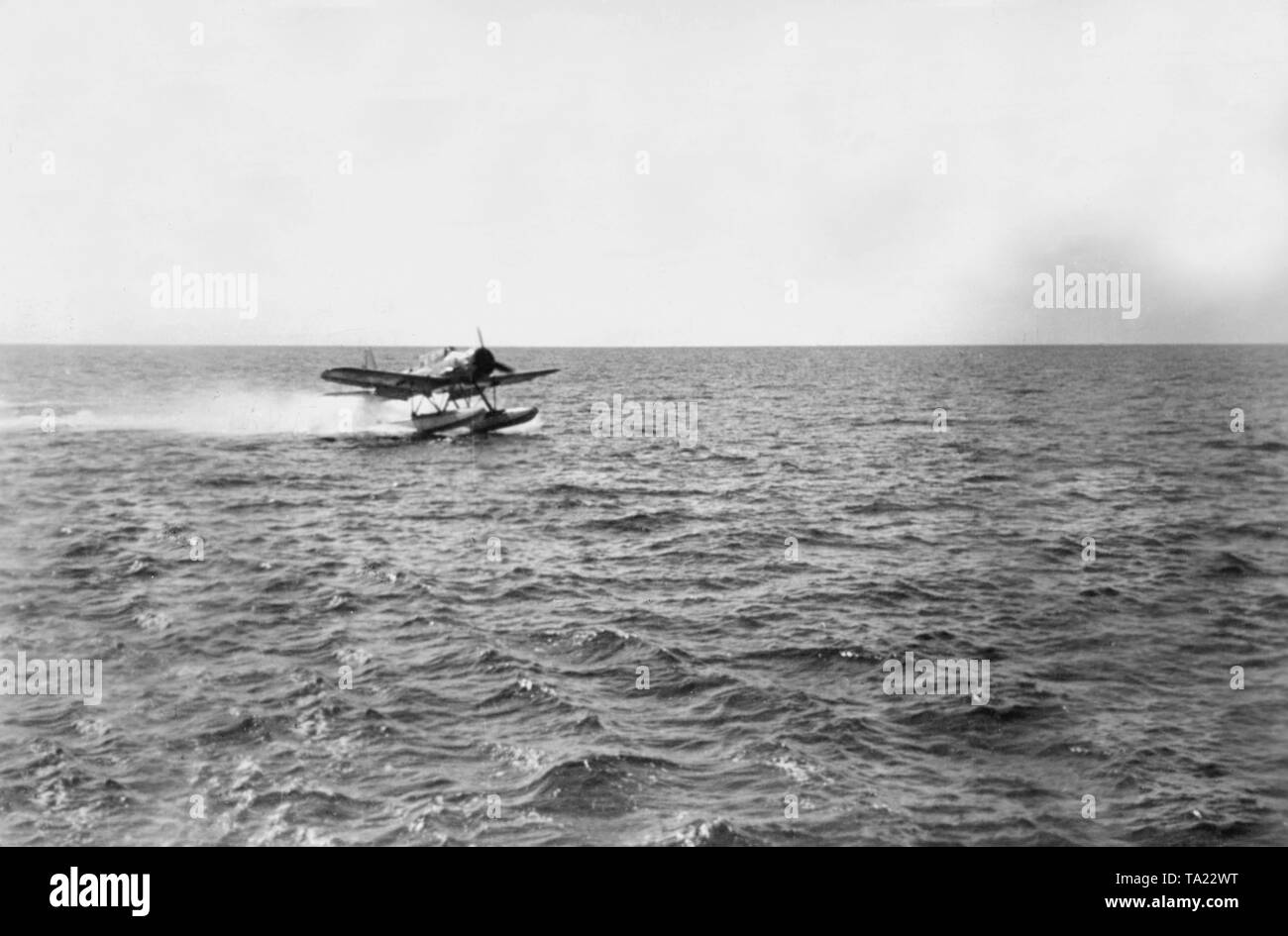 The Arado Ar 196 seaplane landed on water to return to his mothership ...
