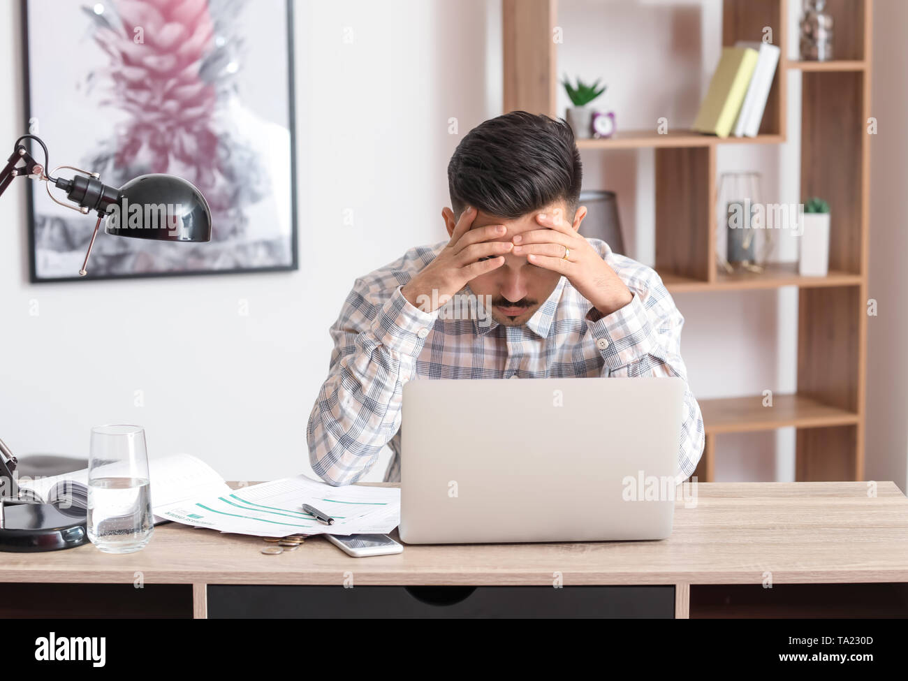 Poor young man counting money hi-res stock photography and images - Alamy