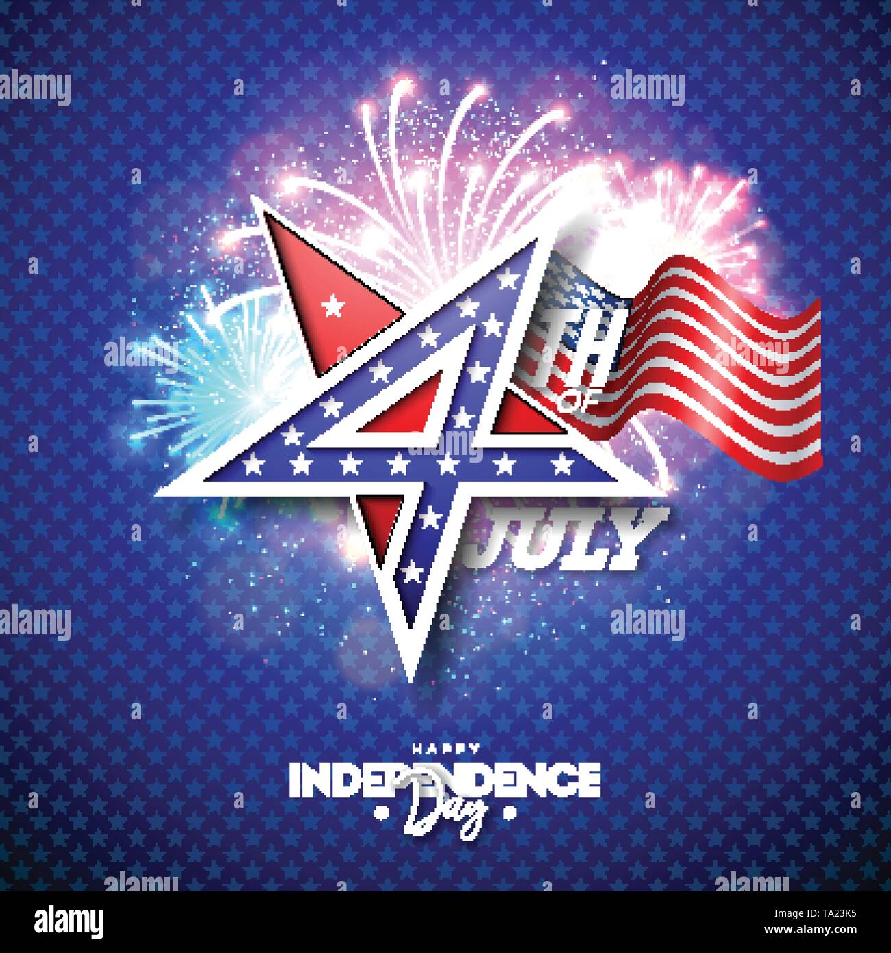 4th of July Independence Day of the USA Vector Illustration with 4 ...