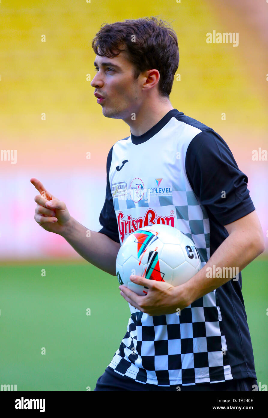Charles Leclerc during the drivers football match at the Stade Louis II ...