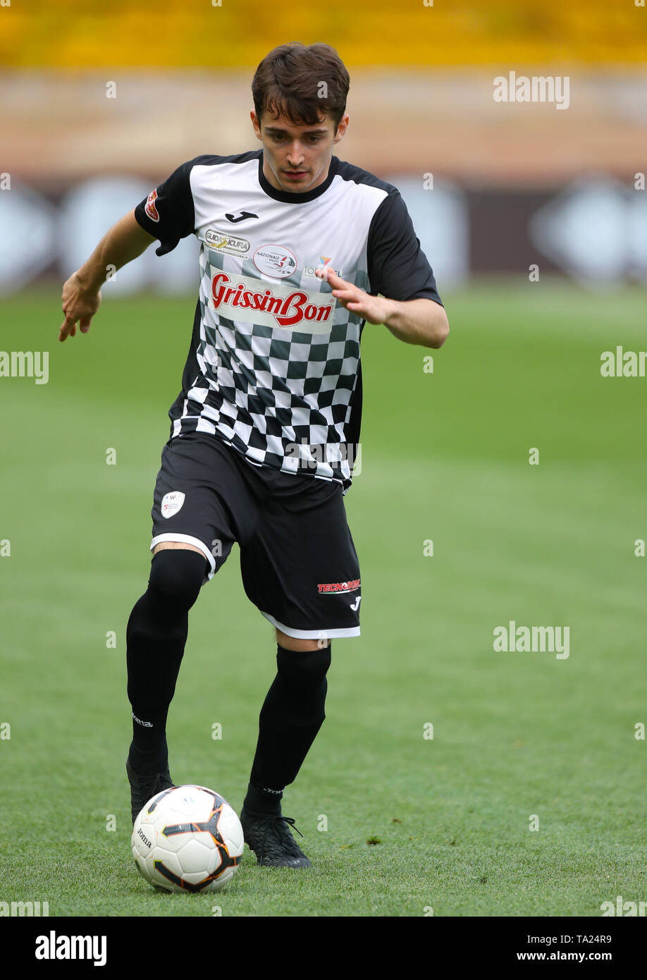 Charles Leclerc during the drivers football match at the Stade Louis II ...