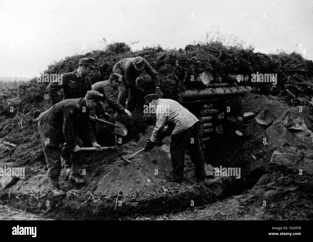 German soldiers set up new rear positions behind the front during the ...