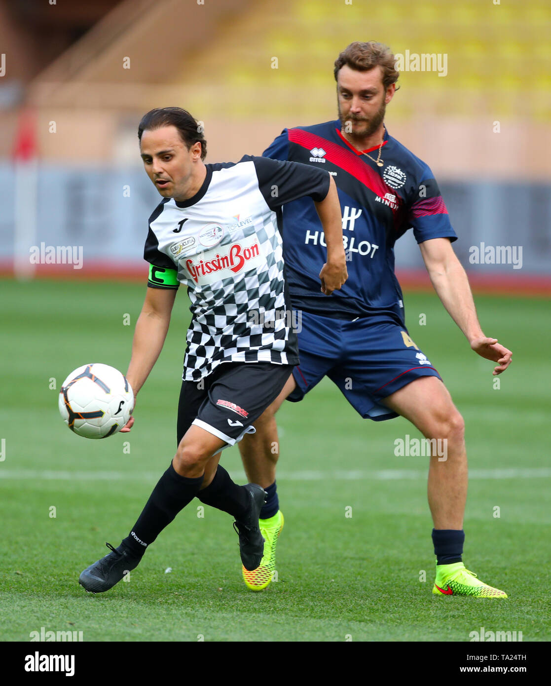 Felipe Massa (left) during the drivers football match at the Stade ...