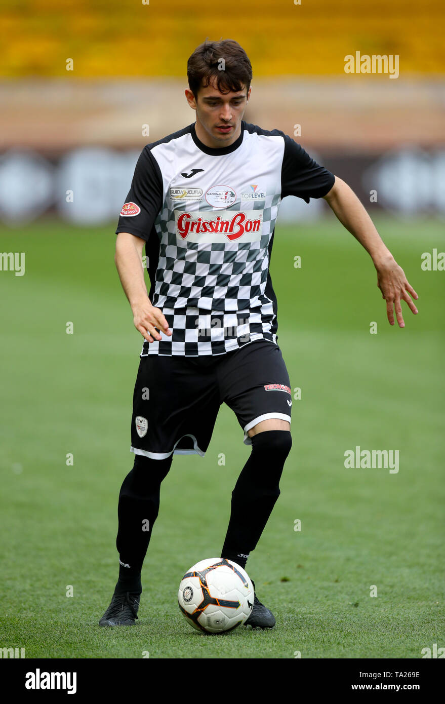 Charles Leclerc during the drivers football match at the Stade Louis II ...