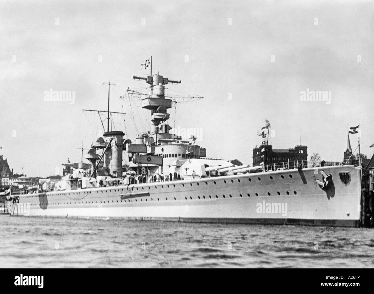 Picture of the German cruiser Deutschland before 1935 in the Kieler ...
