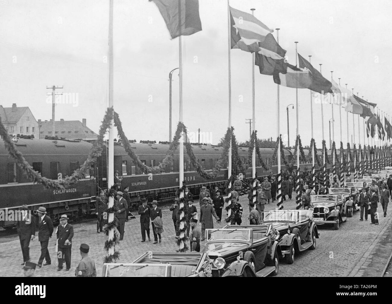 The special train and the car column of the diplomatic corps of the ...