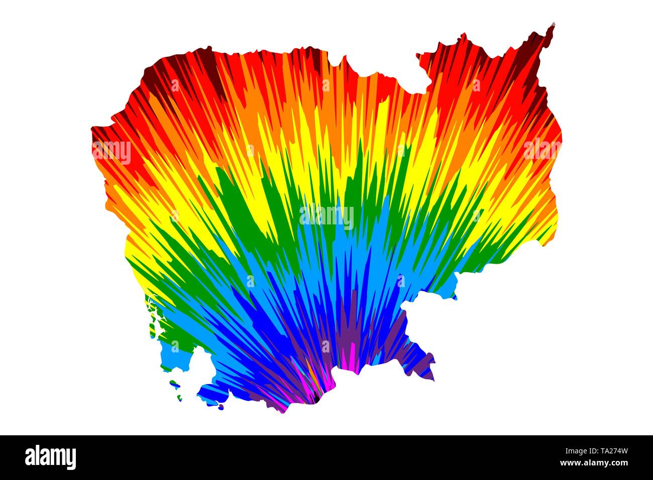 Cambodia - map is designed rainbow abstract colorful pattern, Kingdom ...