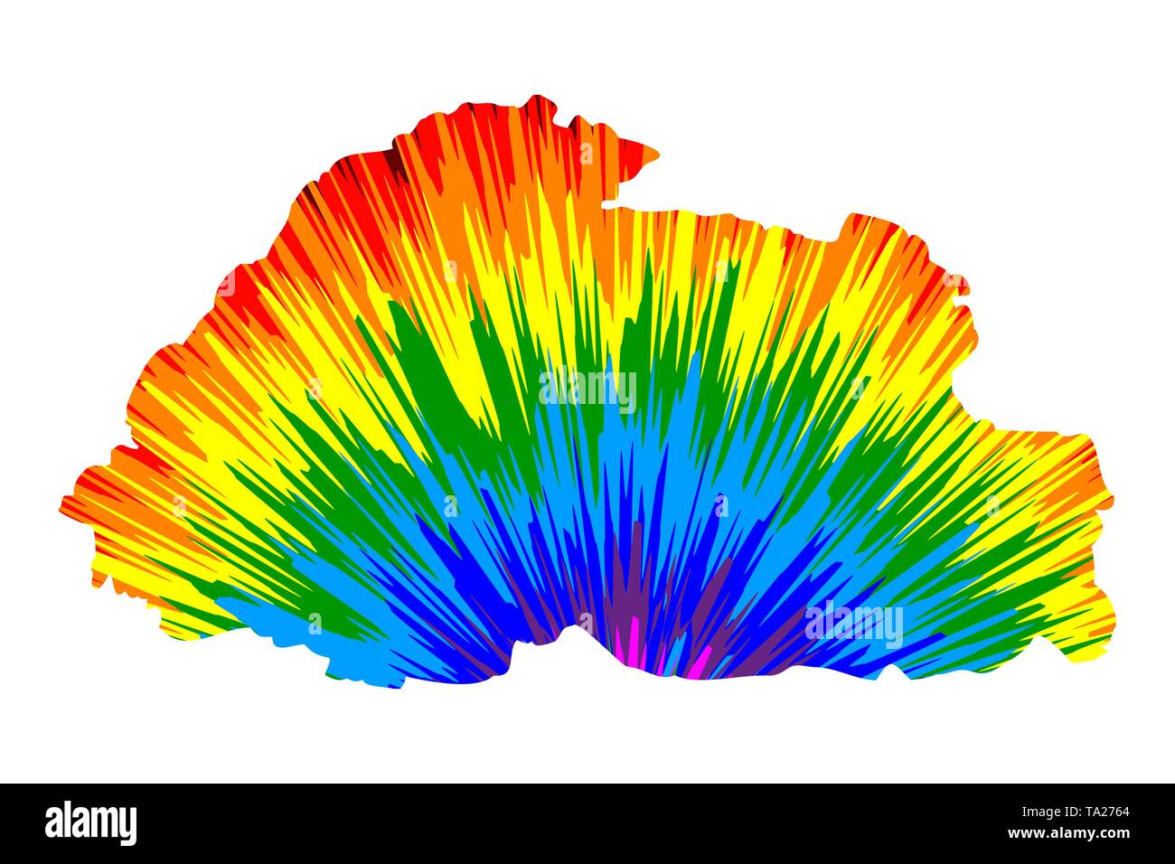 Bhutan - map is designed rainbow abstract colorful pattern, Kingdom of ...