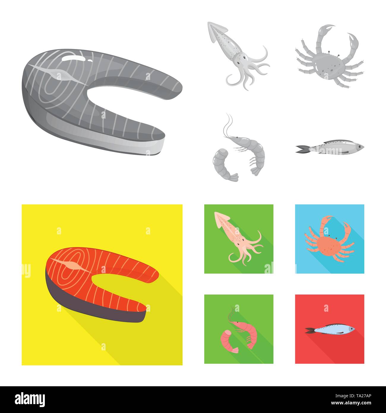 salmon,octopus,crab,shrimp,fish,squid,shell,prawn,piece,tentacle ...