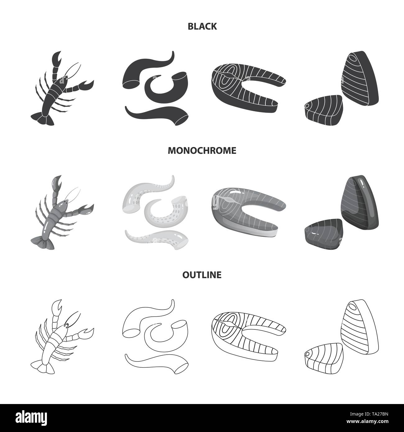 lobster,octopus,salmon,crayfish,squid,fish,meat,tentacle,piece,trout ...