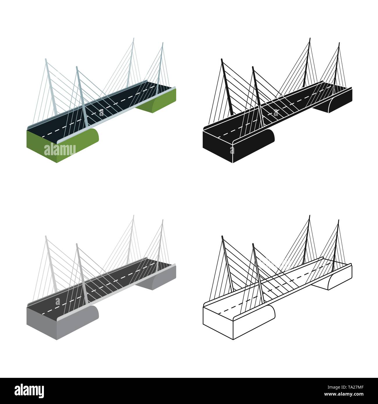 Isolated object of bridge and construction icon. Set of bridge and ...