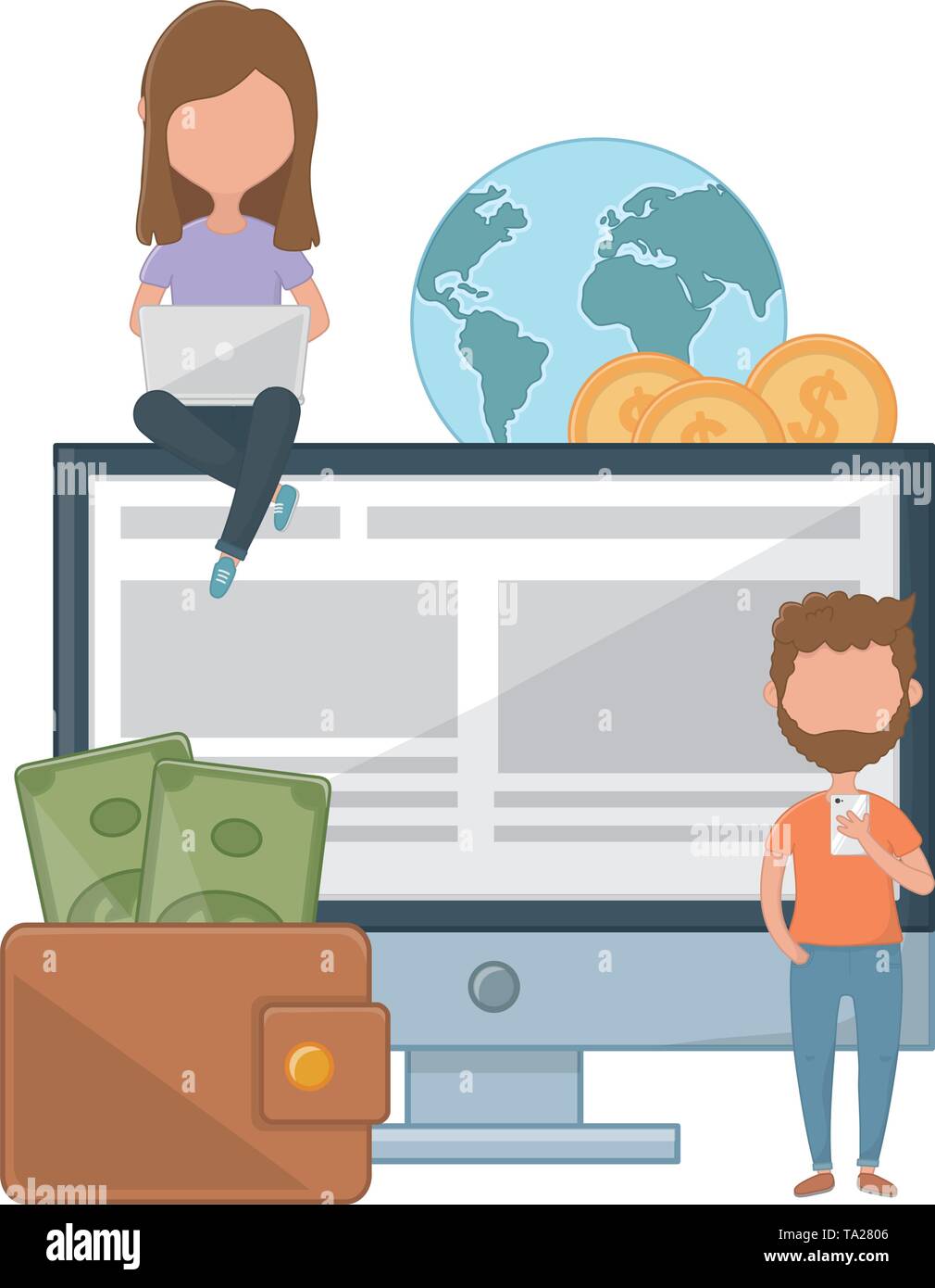 Money icon set design, shopping online store ecommerce media market and ...