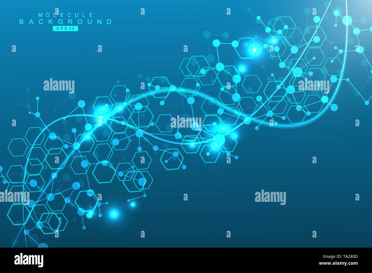 Science network pattern, connecting lines and dots. Technology hexagons ...