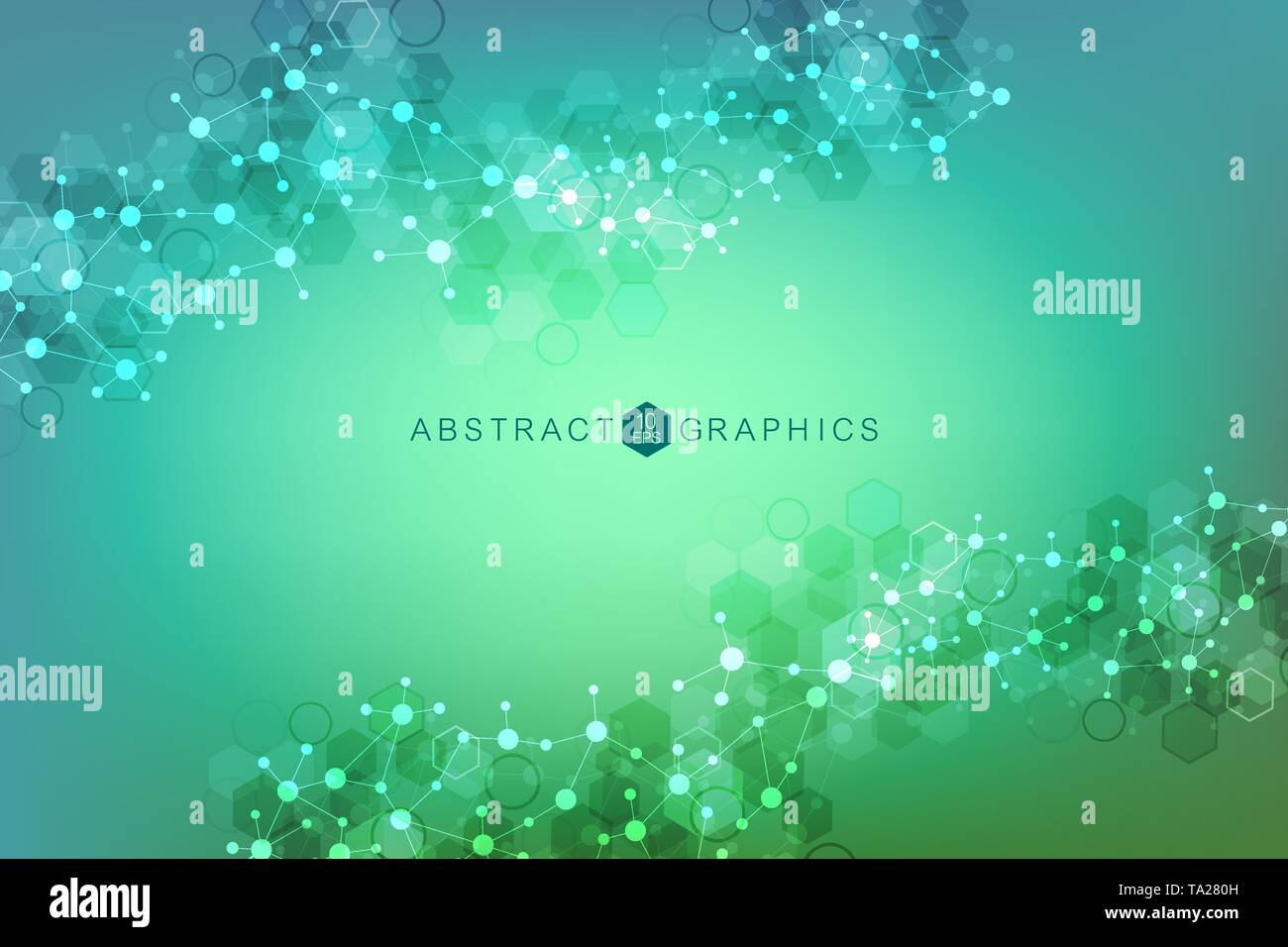 Science network pattern, connecting lines and dots. Technology hexagons ...